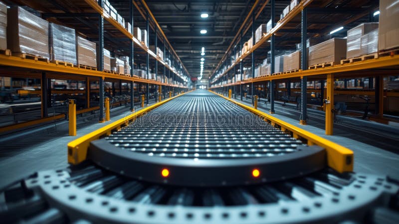 Efficient Conveyor Belt System in a Spacious Logistics Warehouse with ...