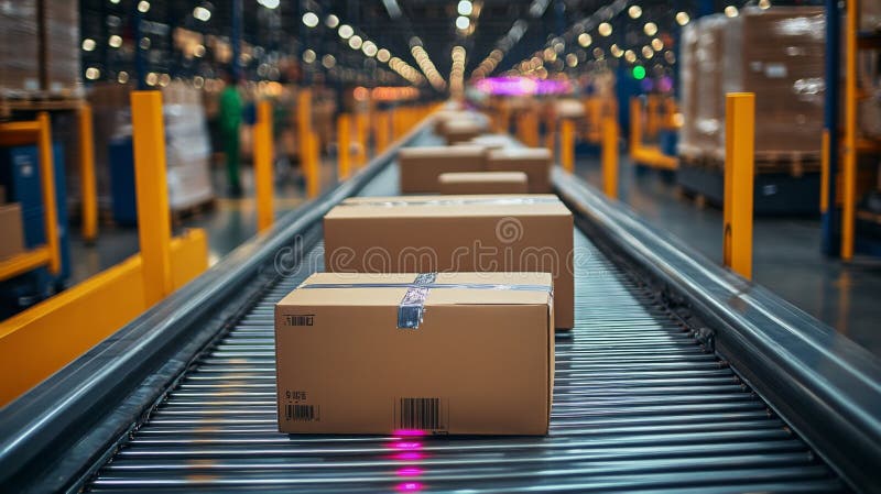 Efficient Warehouse Logistics Shipping Conveyor Belt System Generative ...