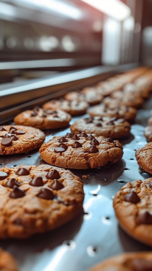 Efficient Cookie Manufacturing Chocolate Cookies Processed on ...