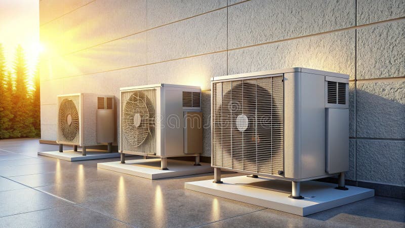 Efficient Cooling Solutions Two HVAC Condenser Units Strategically Placed beside an Exterior ...