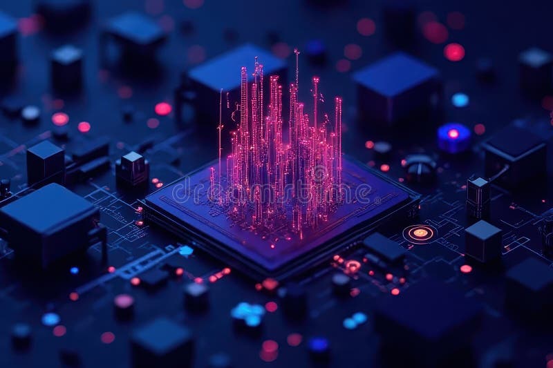 Efficient Data Handling in Contemporary Tech Stock Illustration ...