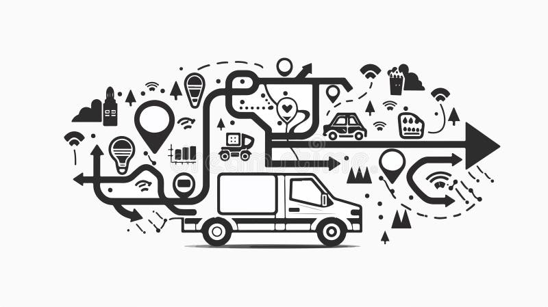 Efficient Delivery Route Map with Truck Transportation Stock ...