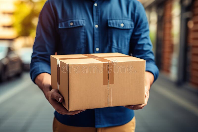 Efficient Delivery Service Young Delivery Man Proudly Holding a ...