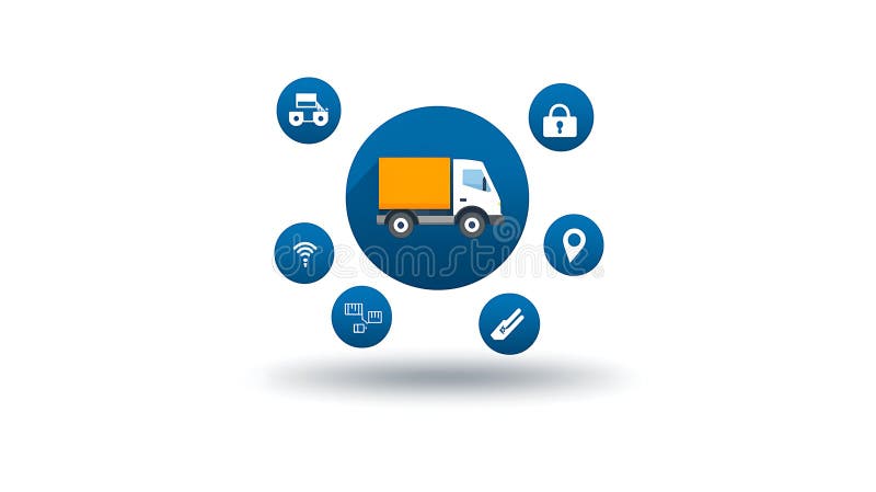 Efficient Delivery Truck Icon Surrounded by Logistics Symbols ...