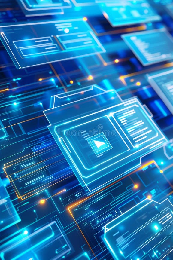 Efficient Digital Interface with Organized Files in Blue and White ...