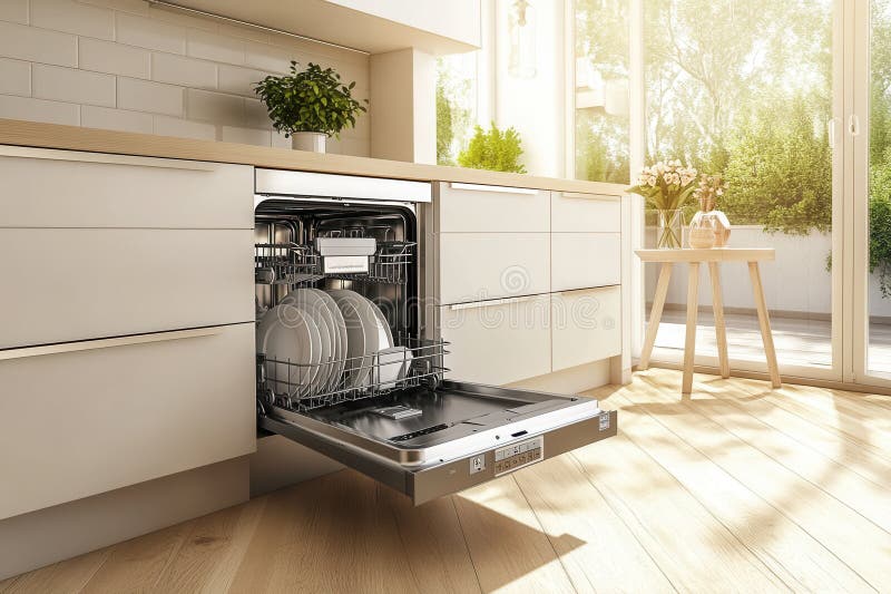 Efficient Dishwasher Installation Process Modern Kitchen Appliance ...