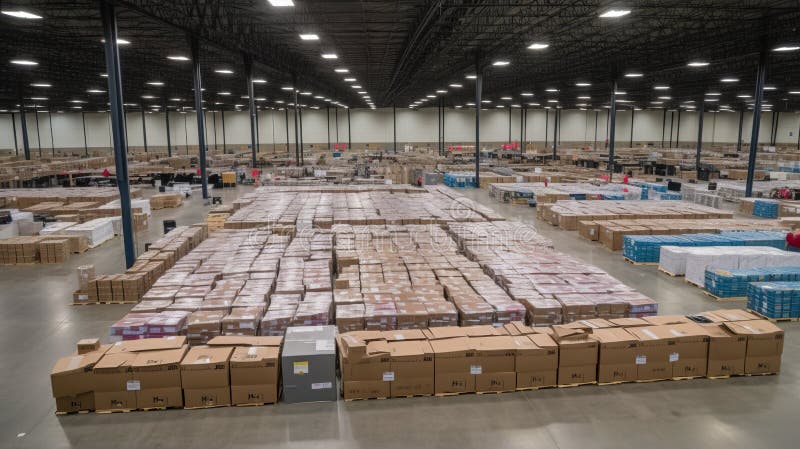 Efficient Distribution Center with Boxes Ready for Shipment, Generative ...