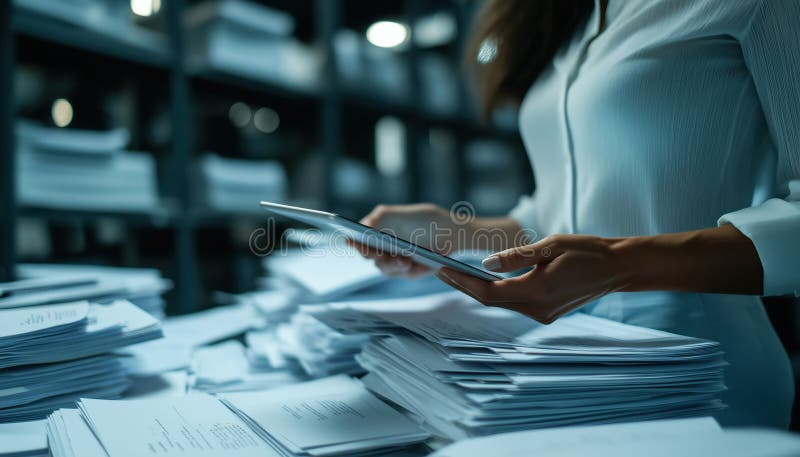 Efficient Document Management: Businesswoman Enhancing Compliance Rules and Process Automation ...