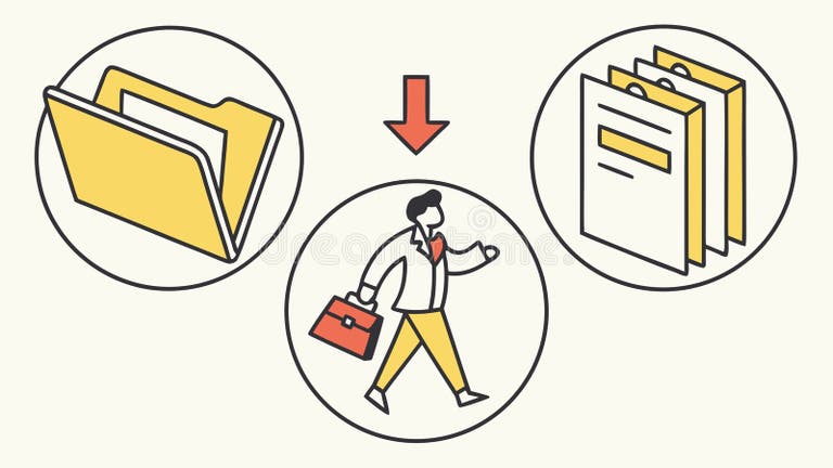 Efficient Document Management: User Accessing File Folders Vector ...