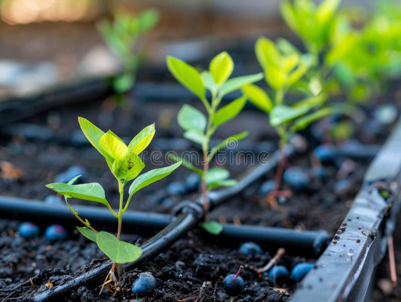 Efficient Drip Irrigation for Lush Blueberry Beds: a Visual Guide Stock ...