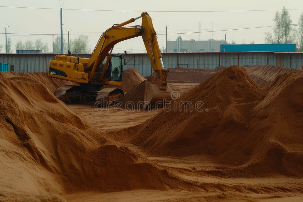 Efficient Earth Moving: Backhoe in Operation. Stock Illustration ...