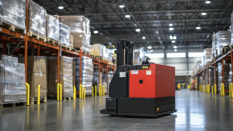 Efficient Electric Pallet Jack Lifts Heavy Packages in Warehouse ...