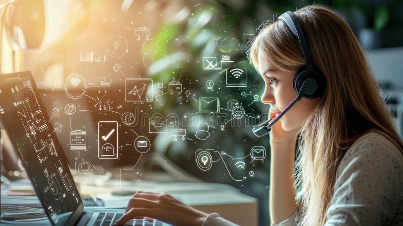 Efficient Female Technical Support Operator Collaborating with ...