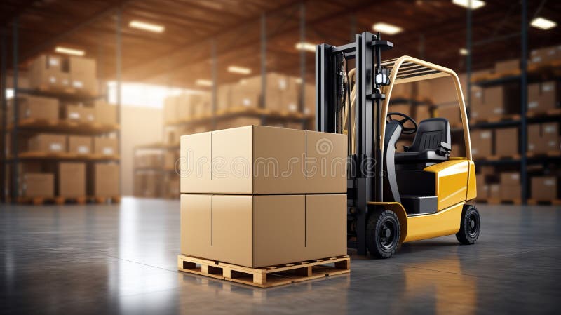 Efficient Forklift Stacker Loader Expertly Loading Cardboard Boxes in ...