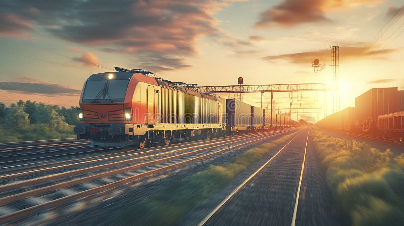 Efficient Freight Train Revolutionizing World Logistics Stock Image ...