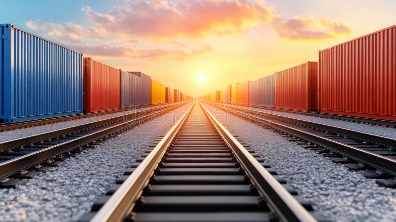 Efficient Freight Transportation, Cargo Containers on Railway Tracks ...