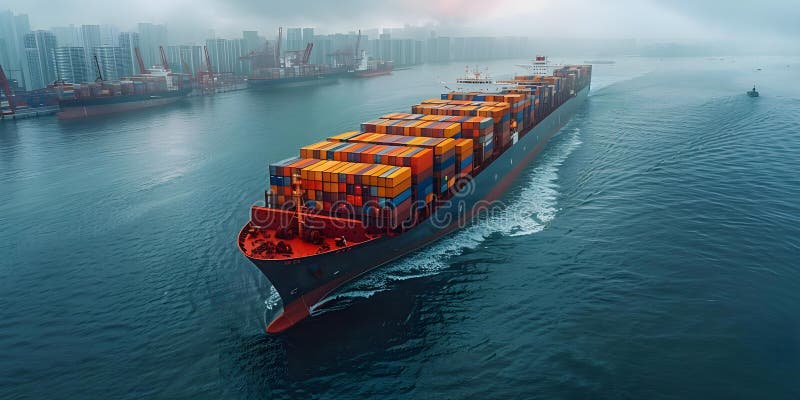 Efficient Global Logistics Network with Cargo Ship at Harbor Showcasing ...