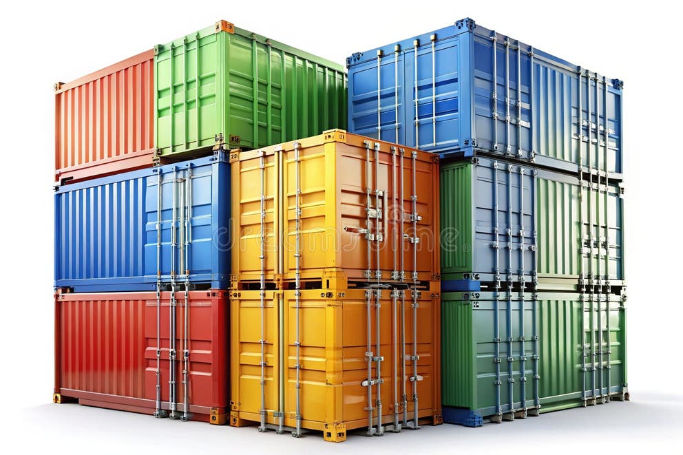 Efficient Global Logistics Stacked Metal Cargo Containers Ready for ...