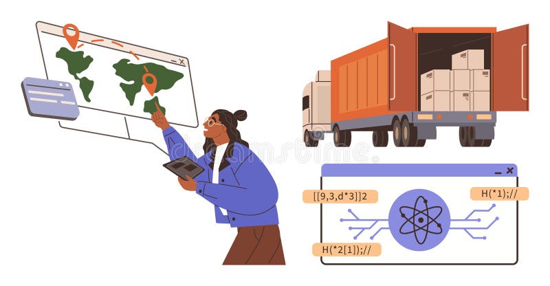 Efficient Global Logistics Using Technology and Data Tracking Solutions Stock Illustration ...