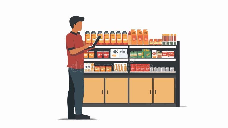 Efficient Grocery Store Clerk Using Tablet for Inventory Management ...