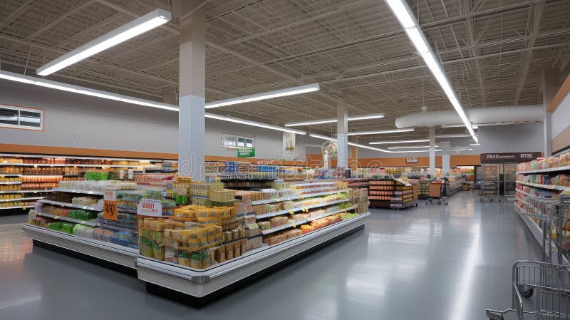 Efficient Grocery Store Lighting Stock Illustration - Illustration of ...