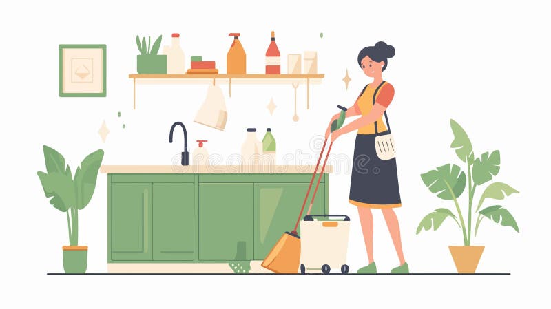 Efficient Housewife Cleaning Home with Supplies - Professional Cleaning ...