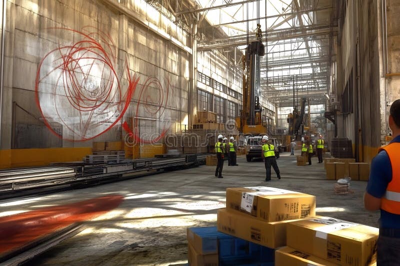 Efficient Industrial Workflow in Modern Warehouse or Factory Setting ...