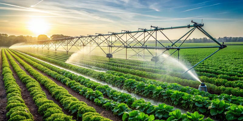 Efficient Irrigation System in a Green Vegetable Field AI-Created ...