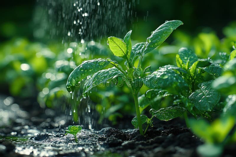 Efficient Irrigation System Watering Agricultural Plants in Action ...