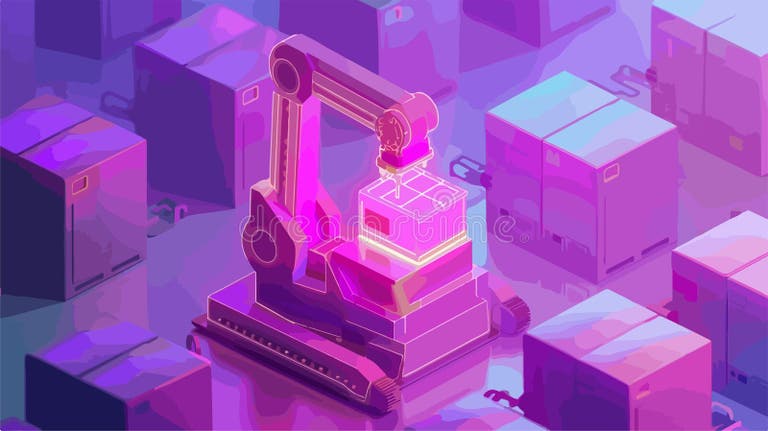 Efficient Isometric Smart Automated Robot Arm In Action Stock Vector Illustration Of Robot