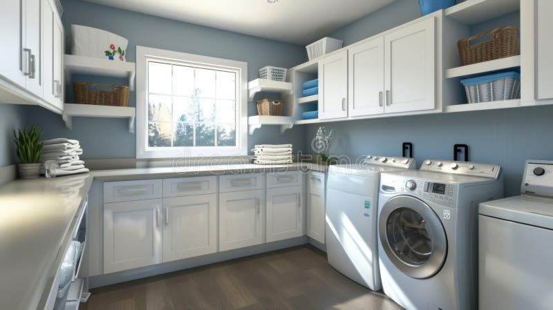Efficient Laundry Room Organization. Functional and Stylish Laundry Room Design Concept Stock ...