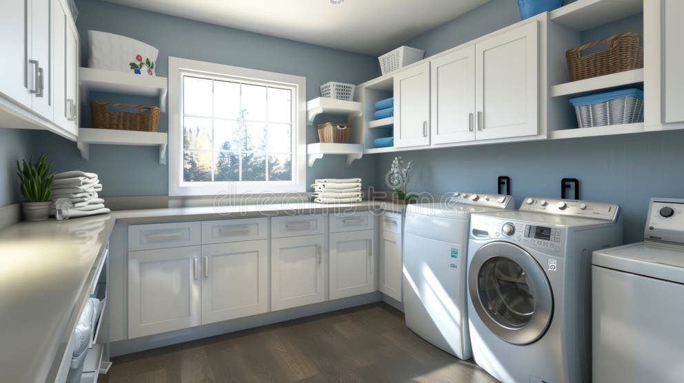 Efficient Laundry Room Organization. Functional and Stylish Laundry Room Design Concept Stock ...
