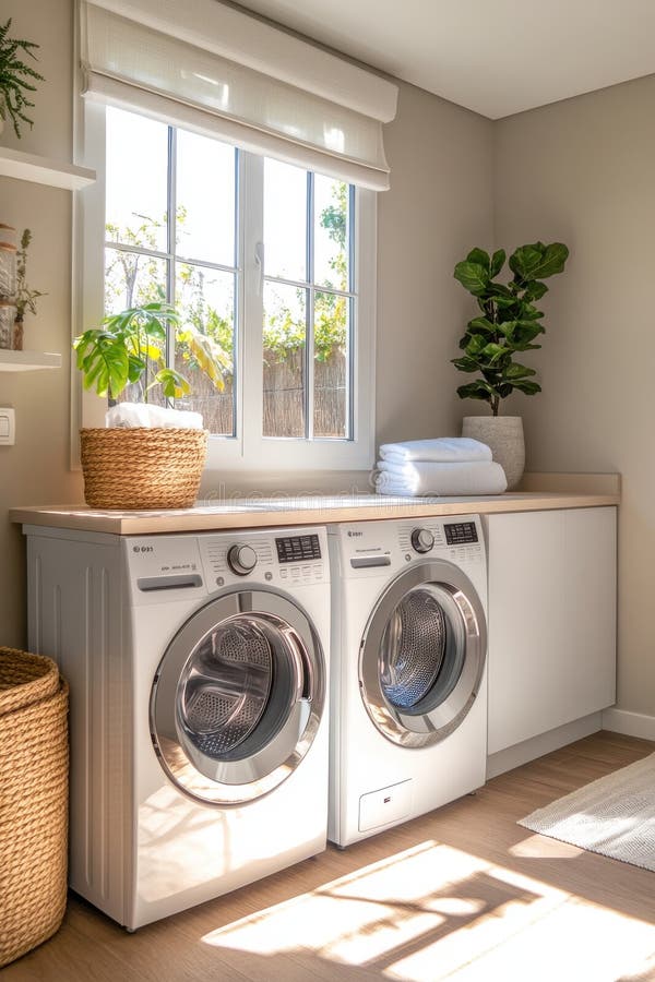 Efficient Laundry Space Design Modern Home Interior Photography Bright ...
