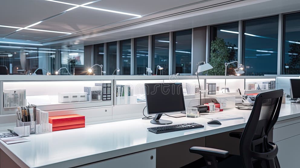 Efficient Led Lighting in Office Stock Illustration - Illustration of ...