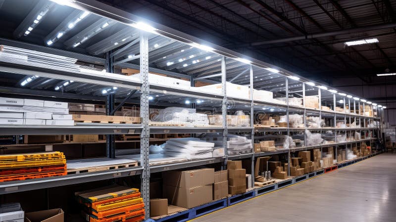 Efficient Led Lighting Warehouse Stock Illustration - Illustration of ...