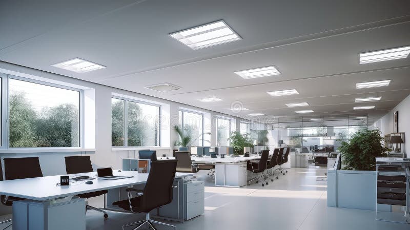 Efficient Led Office Lighting Stock Illustration - Illustration of ...