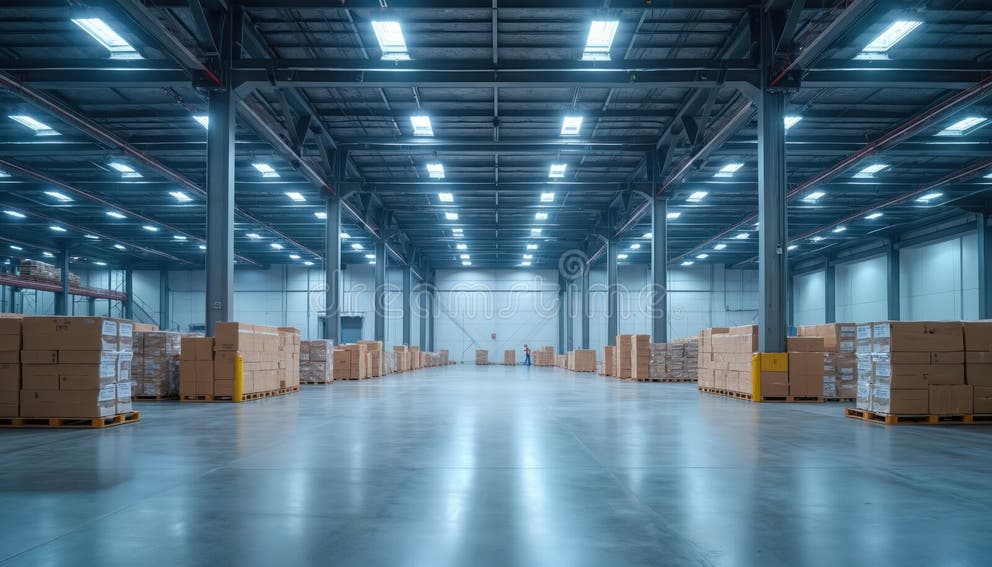 Efficient Lighting System Illuminates Modern Warehouse, Ensuring Safe ...