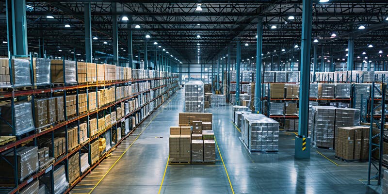 Efficient Logistics in Action, Neatly Stacked Pallets and Metal ...