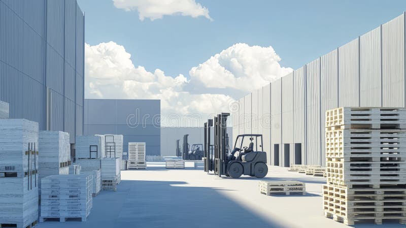 Efficient Logistics Facility with Forklifts Pallets in 8K Stock Illustration - Illustration of ...