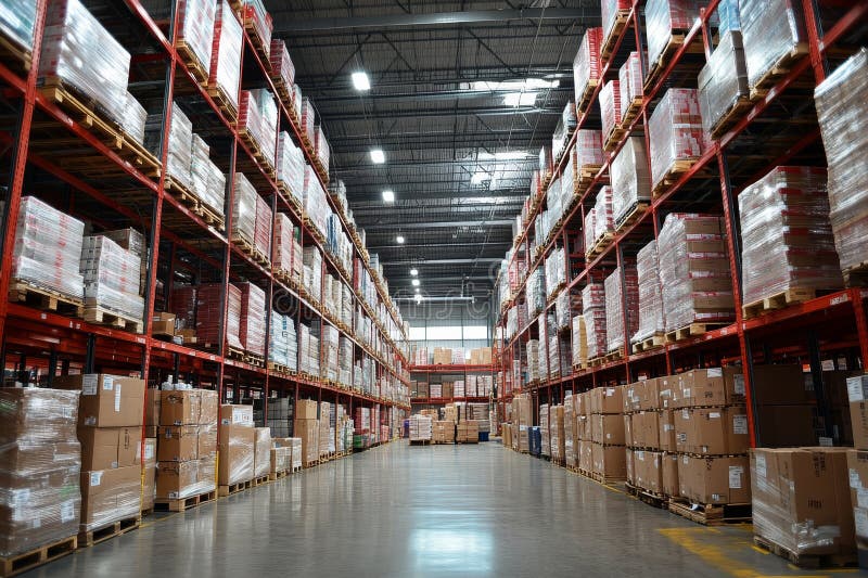 Efficient Logistics a Modern Warehouse Interior Showcasing Streamlined Supply Chain Management ...