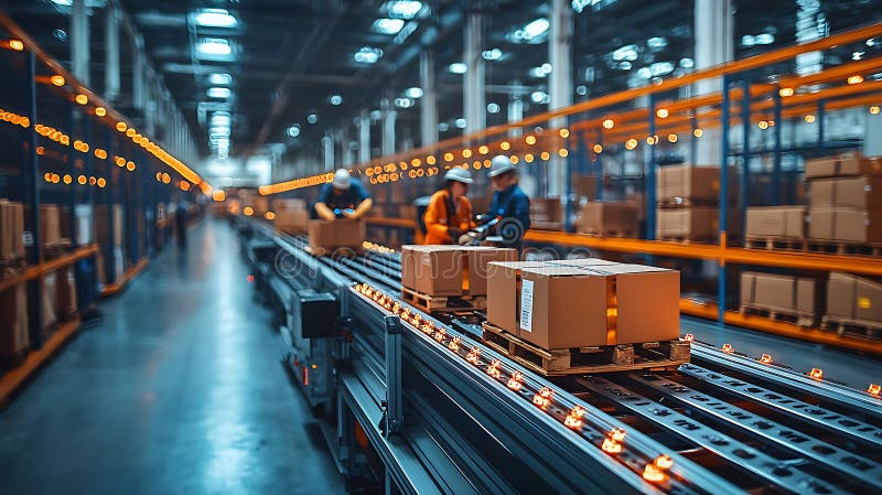 Efficient Logistics in Modern Warehouse with Workers Handling Packages ...