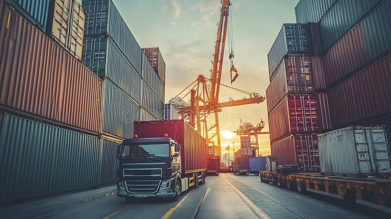 Efficient Logistics Operations Container Truck Loading at Ship Terminal ...