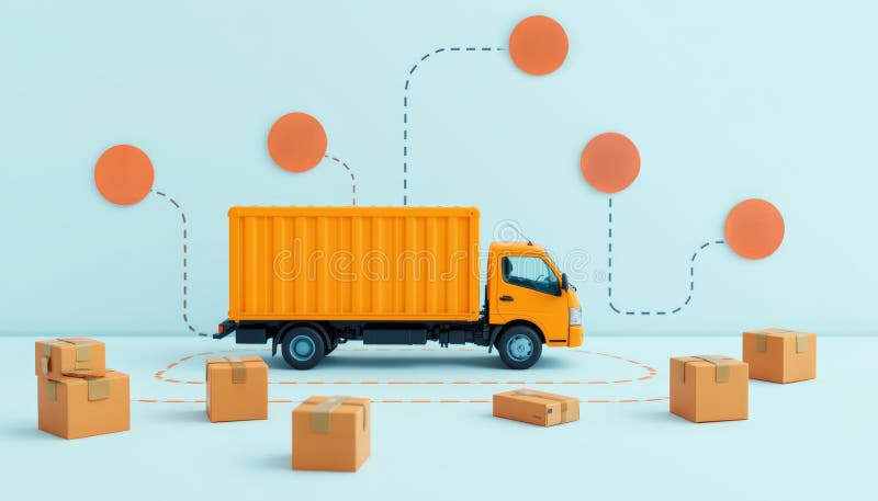 Efficient Logistics Truck with Packages on Minimal Background ...