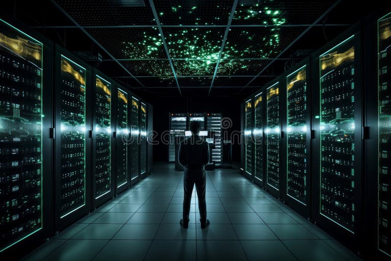 Efficient Man Data Center. Generate Ai Stock Photo - Image of ...