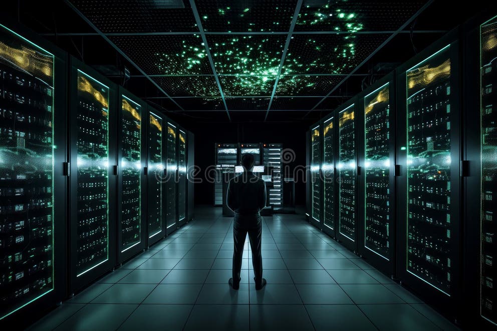 Efficient Man Data Center. Generate Ai Stock Photo - Image of ...