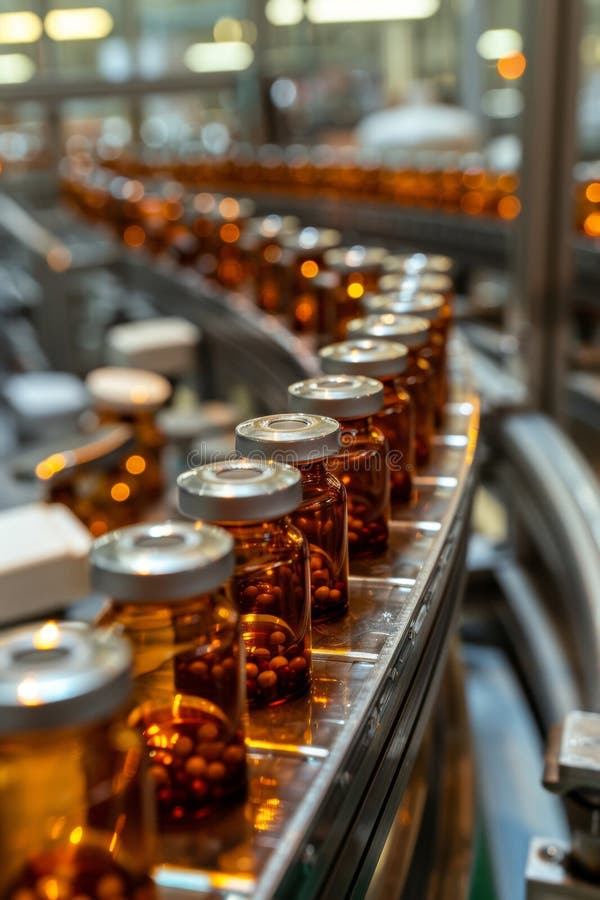 Efficient Manufacturing Process at Pharmaceutical Factory with Medical ...