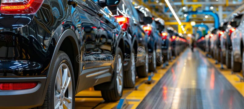 Efficient Modern Car Production Line in Busy Factory, Optimizing ...