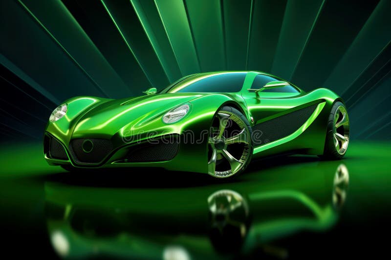 Efficient Modern Green Car. Generate Ai Stock Image - Image of ...