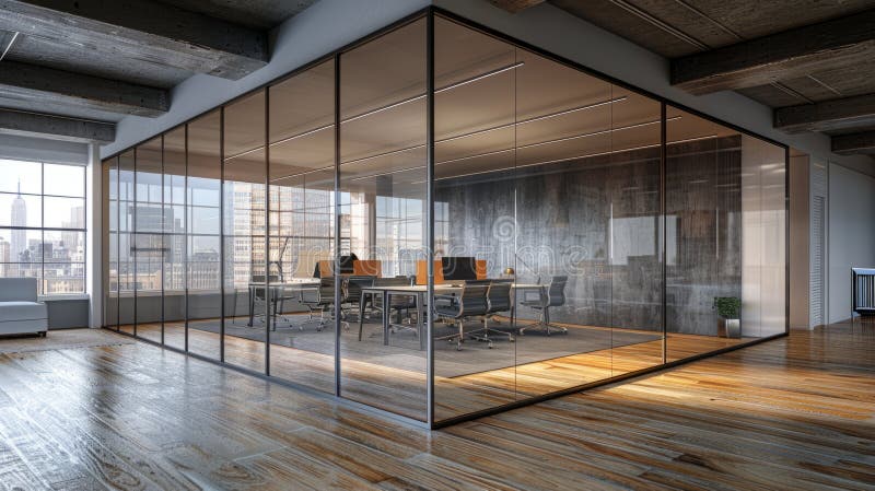 Efficient and Modern Office Workplace Design Featuring Glassed ...