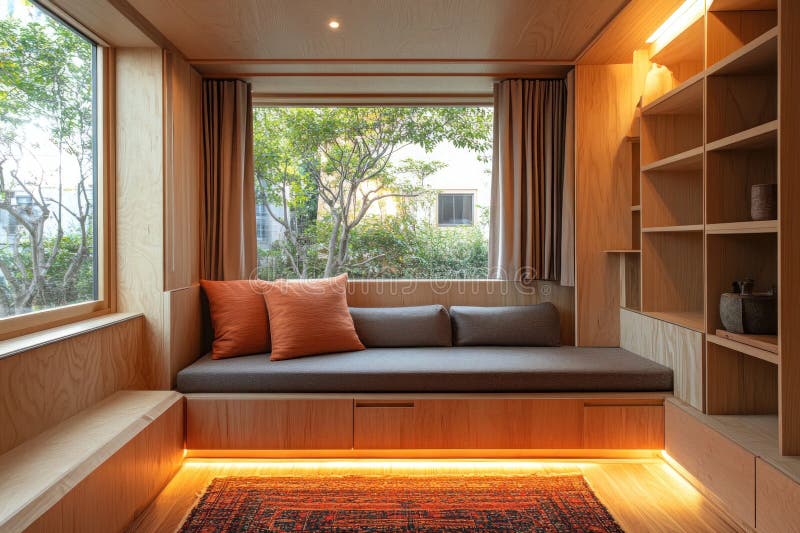 Efficient and Modern Small Space Design Featuring Cozy Sitting Area and ...